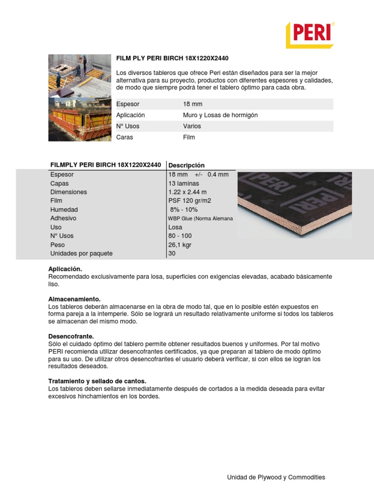 Film Ply Peri Birch 18X1220X2440 | PDF