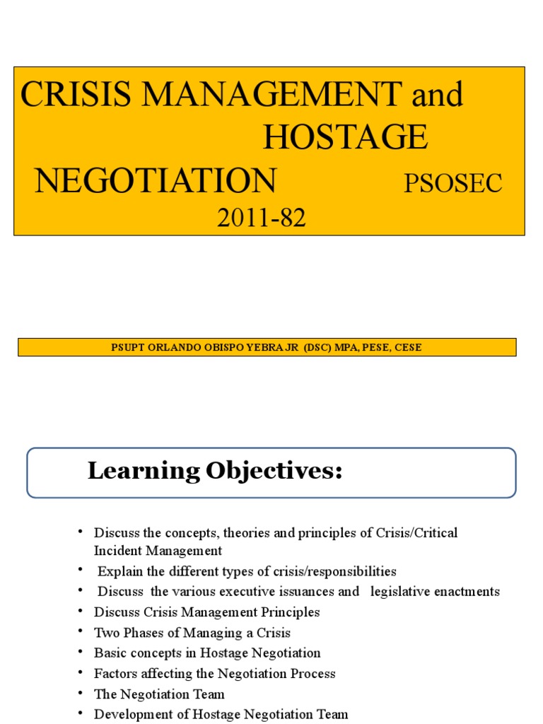 Crisis Management and Hostage Negotiation | PDF