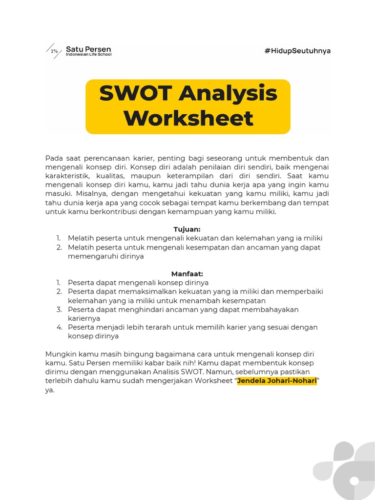 SWOT Analysis Worksheet | PDF