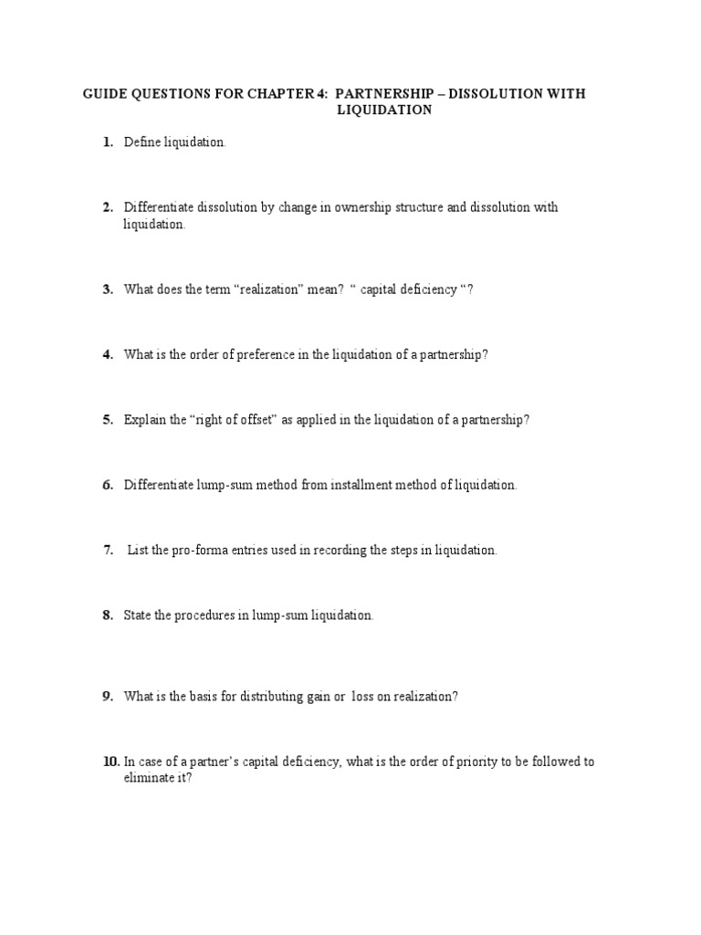 Guide Questions For Chapter 4 - Partnership - Dissolution With ... Guide Questions For Chapter 4 - Partnership - Dissolution With ...