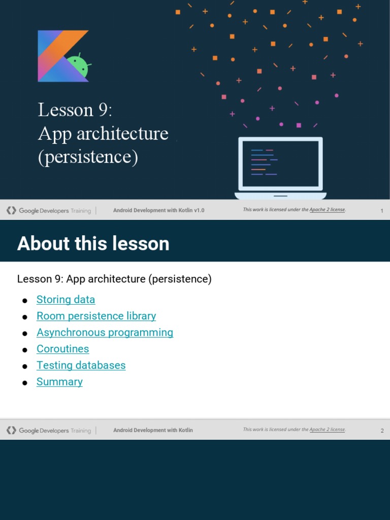 Lesson 9 App Architecture (Persistence) | PDF | Class (Computer Programming) | Databases