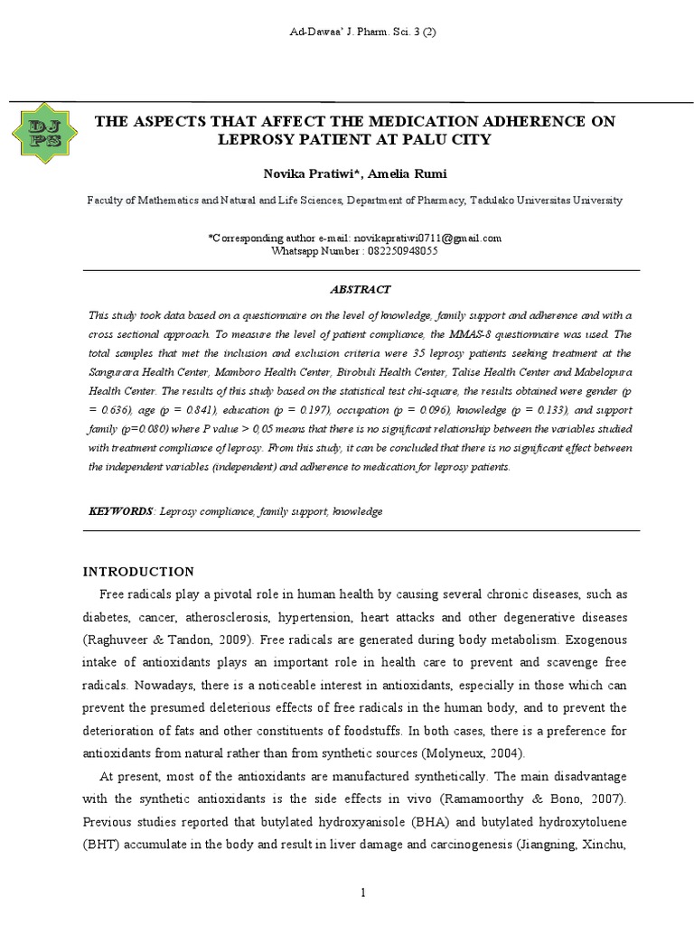 Medication Adherence in Leprosy Patients | PDF