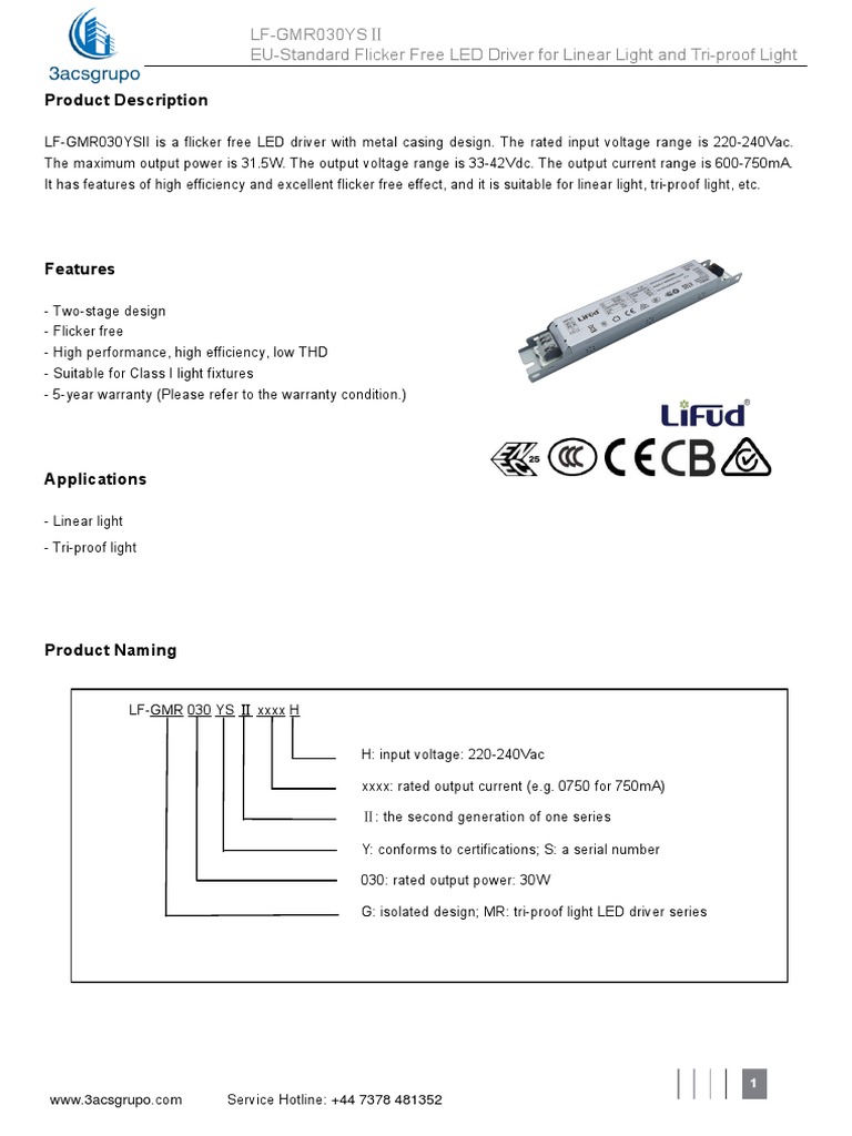 Data Sheet Driver LF-GMR030YSó≥xxxxH(G3) V1.1 | PDF