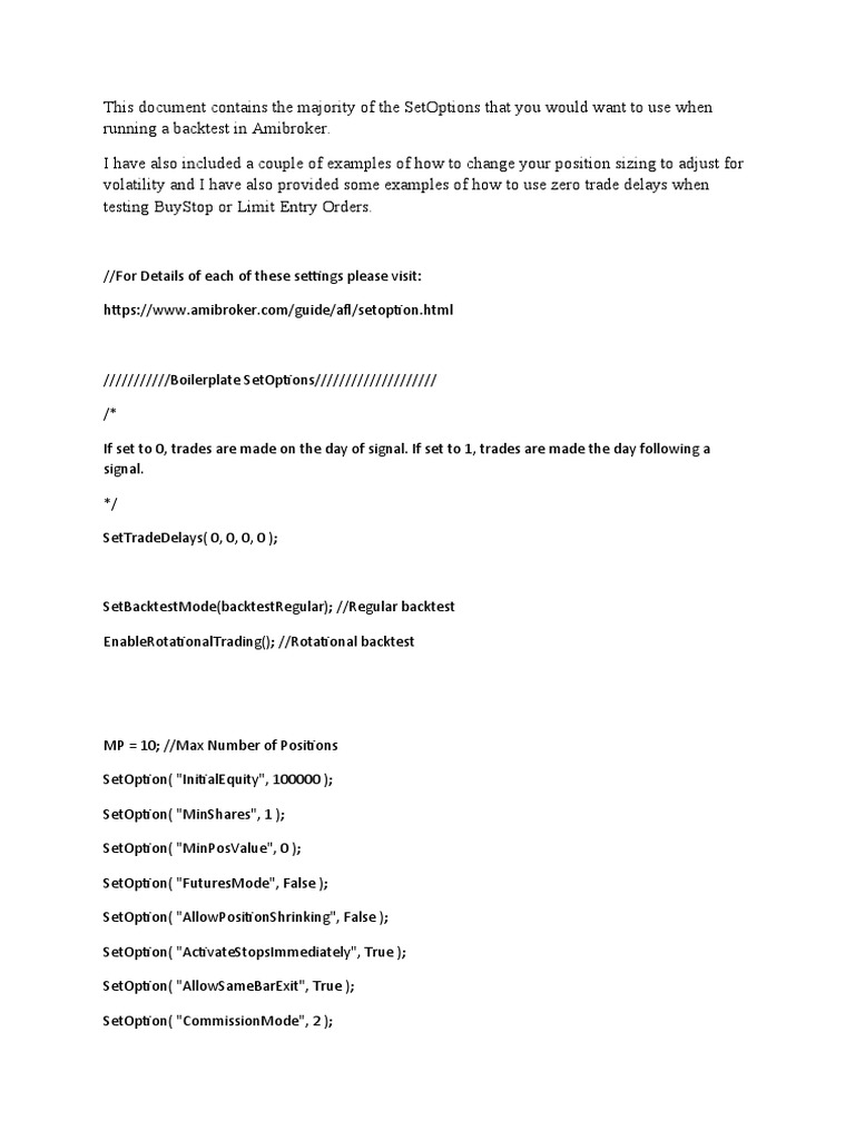 Amibroker SetOption BoilerPlate 2 | PDF
