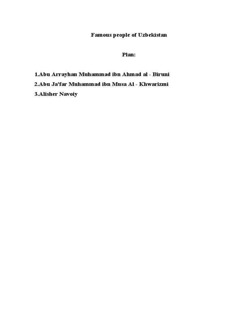 Notable Figures of Uzbekistan | PDF
