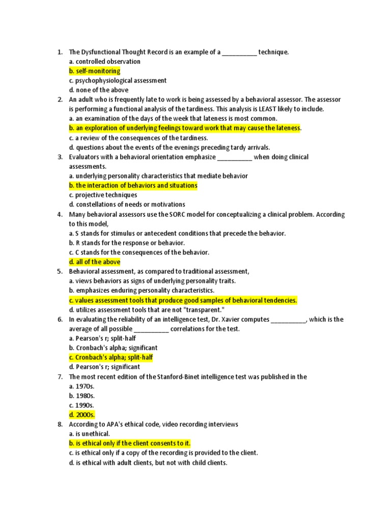 clinical pysch quiz reviewer | PDF