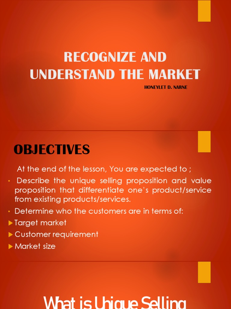Lesson 4 Recognize and Understand The Market | PDF
