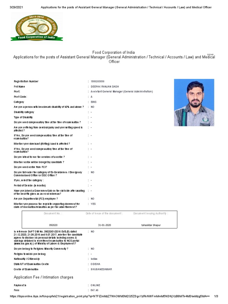 Fci Appication | PDF | Government | Justice