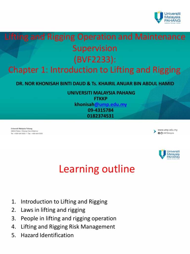 BVF2233 - Chapter 1 (Introduction To Lifting and Rigging) 01 | PDF | Safety BVF2233 - Chapter 1 (Introduction To Lifting and Rigging) 01 | PDF | Safety