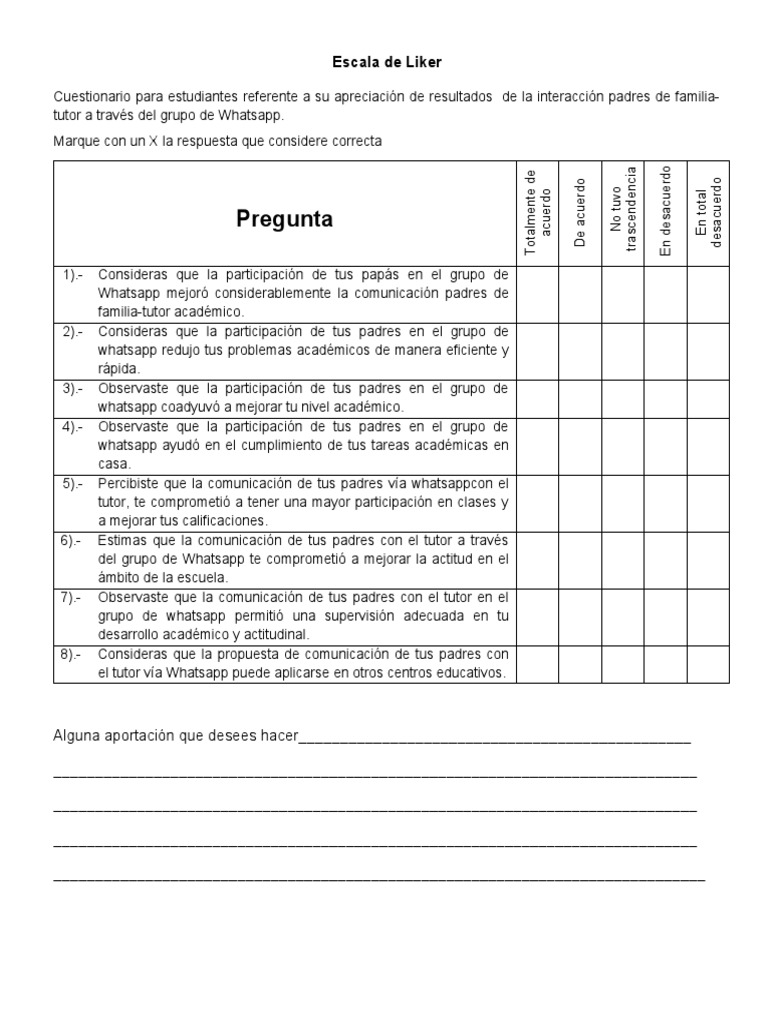 Cuestionario para Estudiantes | PDF