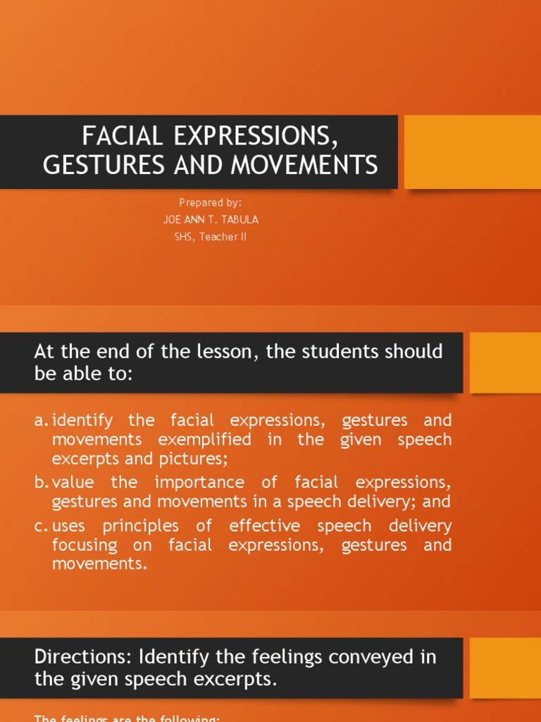 Facial Expressions Gestures and Movements | PDF