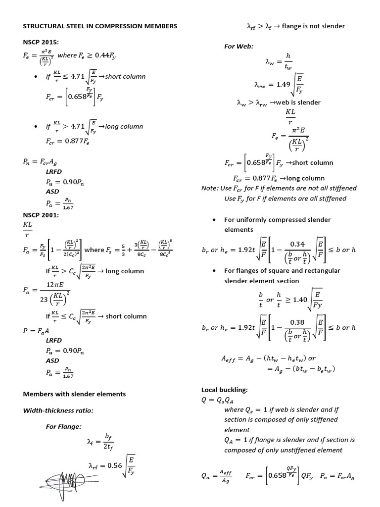 Steel Formulas Updated | PDF | Column | Mechanical Engineering