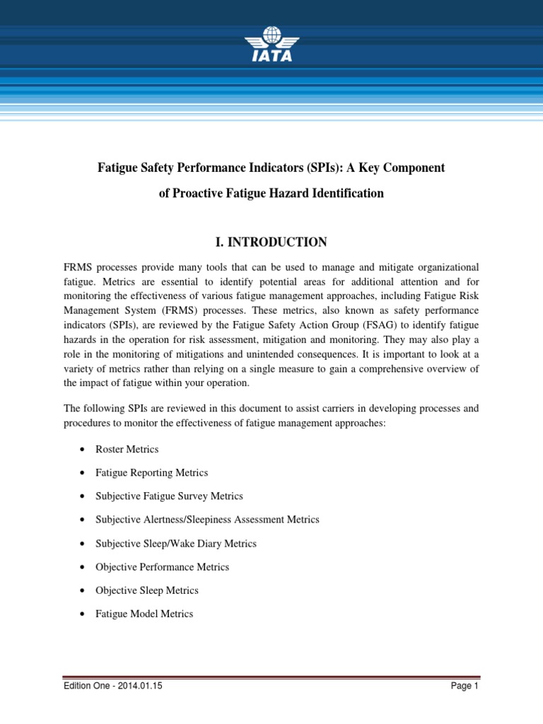 Fatigue Spis - A Key Component of Proactive Fatigue Hazard ...