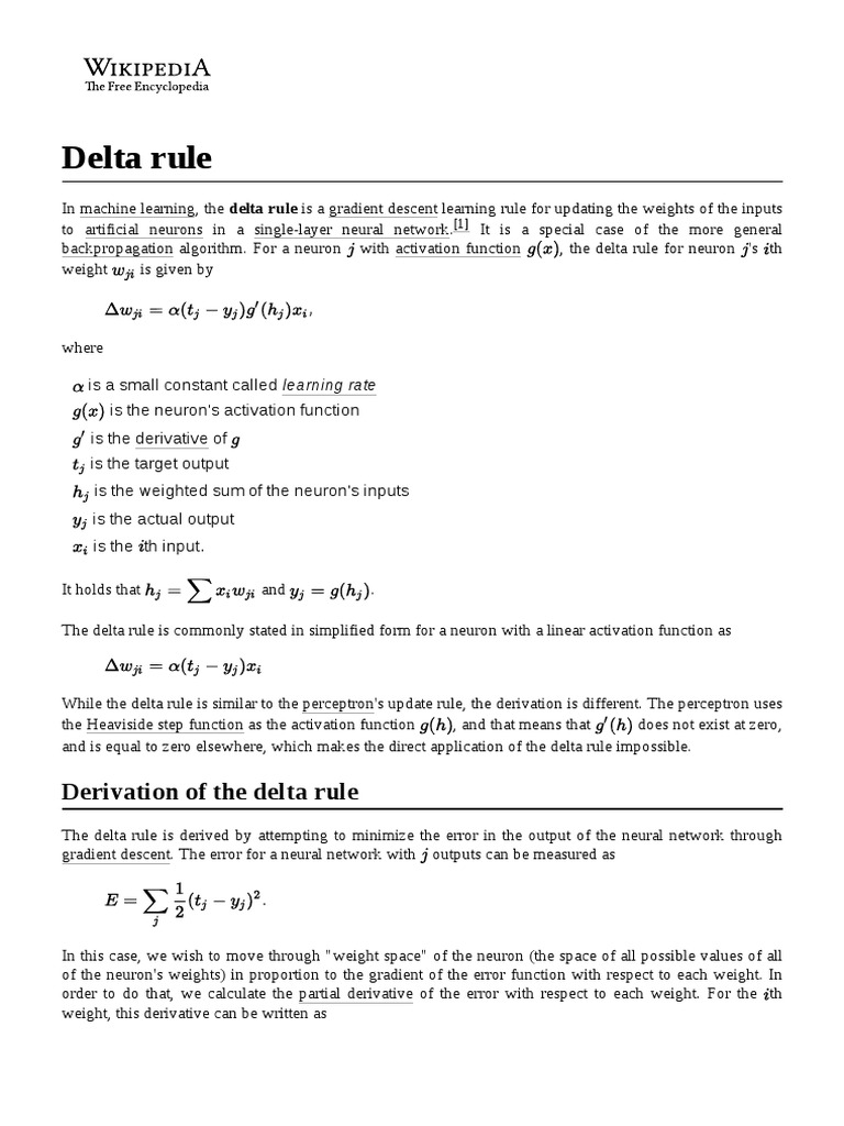 Delta Rule | PDF | Statistical Classification | Neuroscience