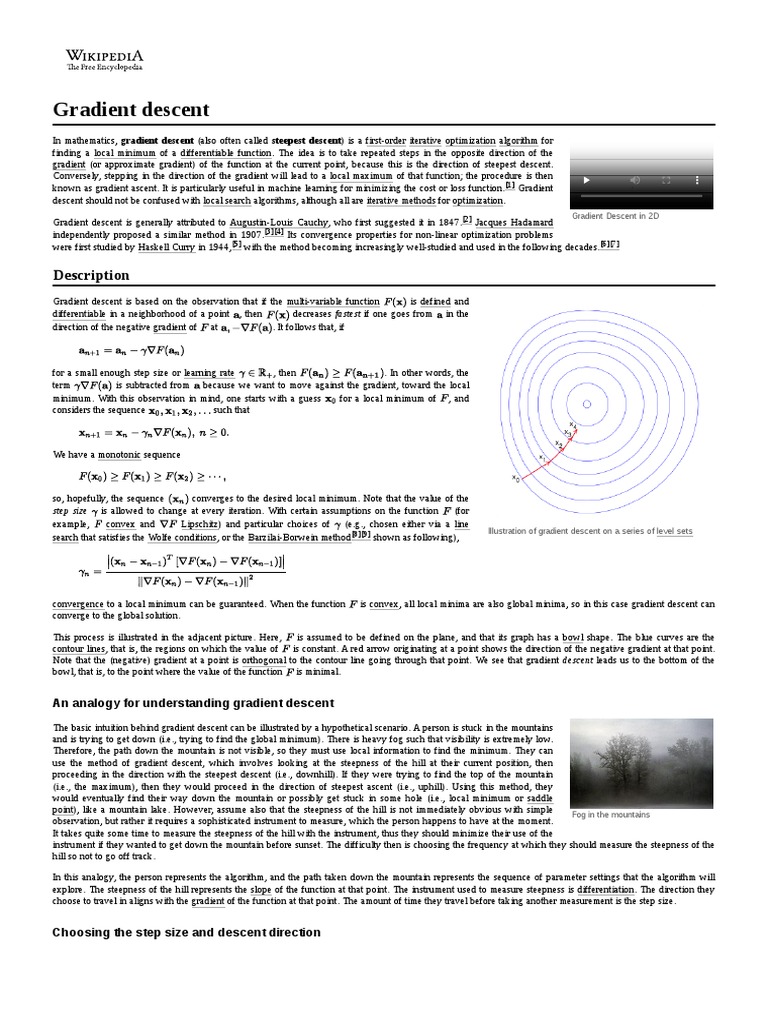 Gradient Descent Optimization Pdf Mathematical Optimization Analysis