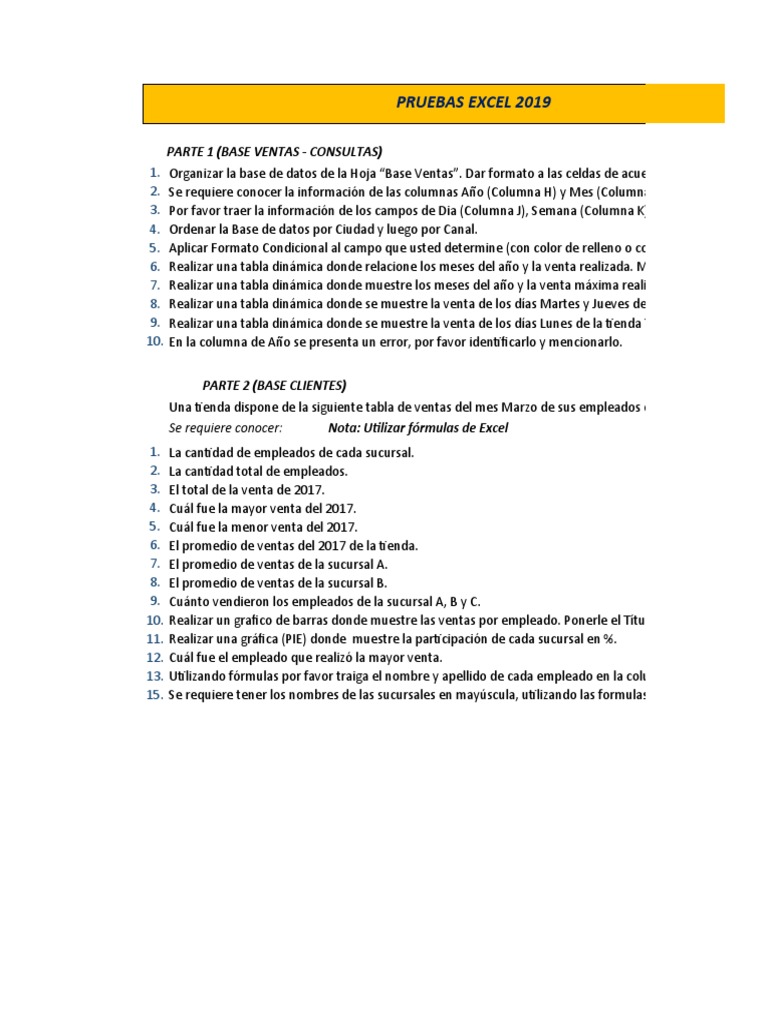 Prueba Excel | PDF