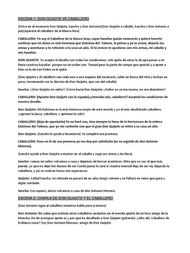 Micro-Teatro Don Quijote | PDF | Don Quijote | Caballero