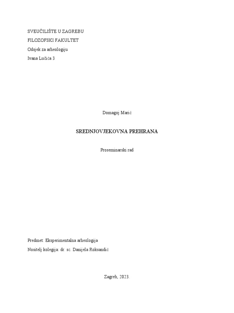 Srednjovjekovna Prehrana | PDF