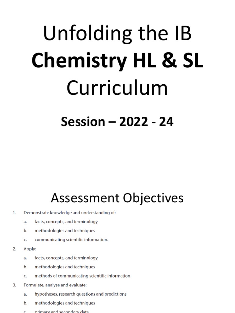 HL & SL Unfolding The IB Chemistry Curriculum - First Day Presentation ...