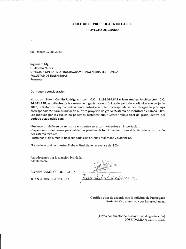 Modelo Carta Prorroga Tesis | PDF