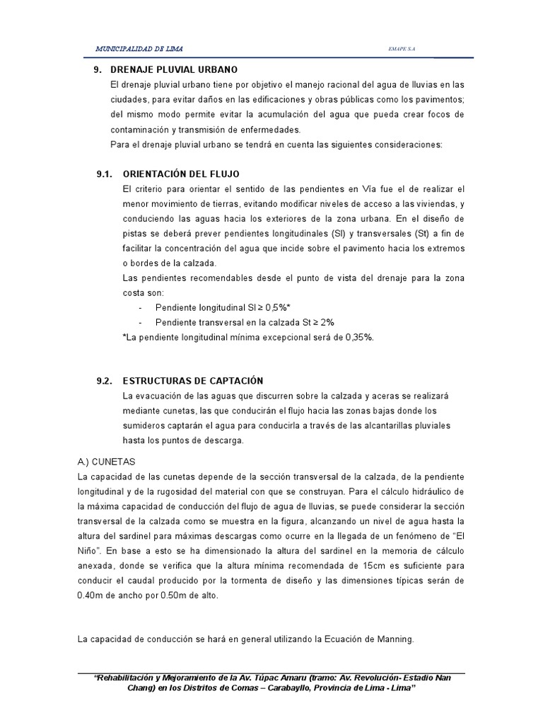 Diseño de Drenaje Pluvial Urbano | PDF