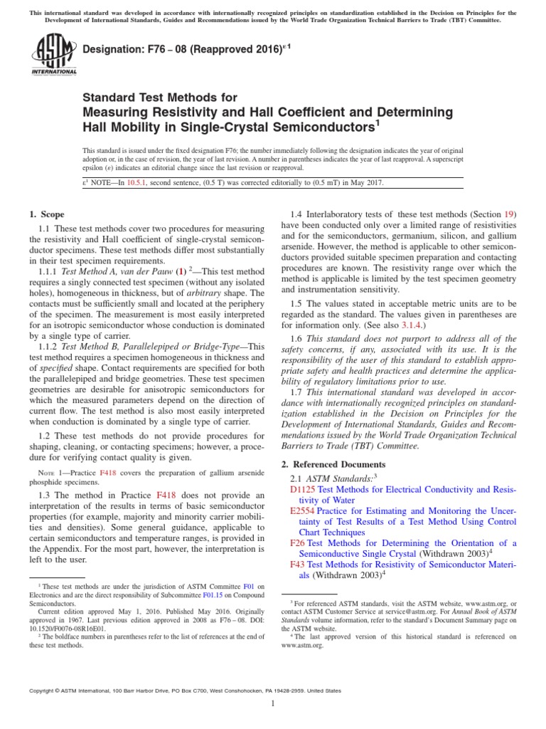 Measuring Resistivity and Hall Coefficient and Determining Hall ...