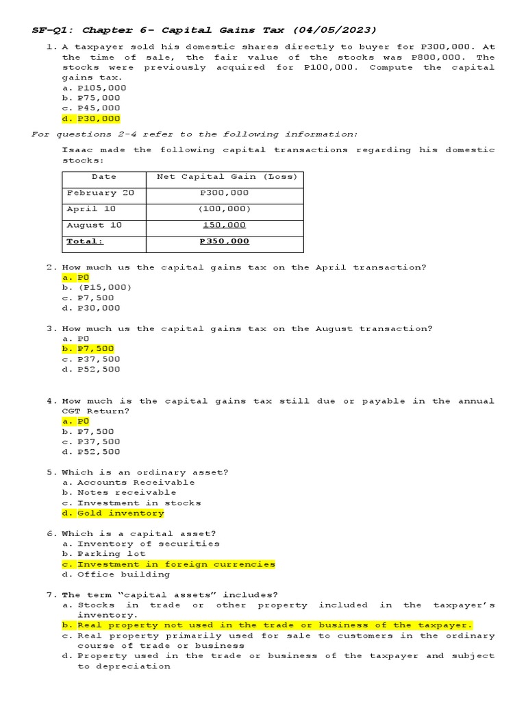 Capital Gains Tax-Chap6 | PDF | Capital Gains Tax | Taxes