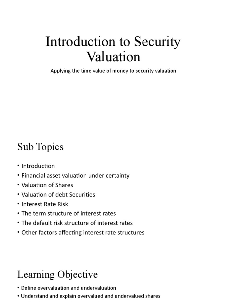 Introduction To Security Valuation | PDF | Valuation (Finance) | Interest