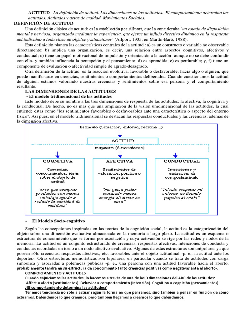 Dimensiones y Definición de Actitudes | PDF | Actitud (psicología ...