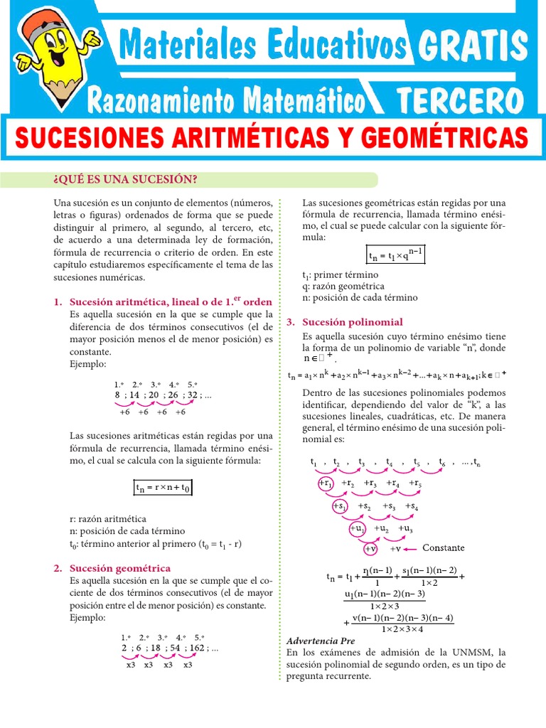 Tipos de Sucesiones Numéricas | PDF | Secuencia | Matemáticas