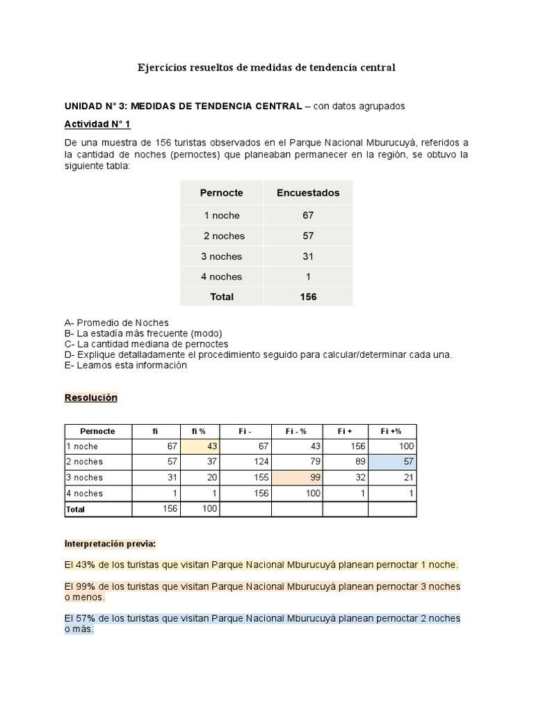 Ejercicios Resueltos de Medidas de Tendencia Central | PDF | Muestreo (Estadísticas ...