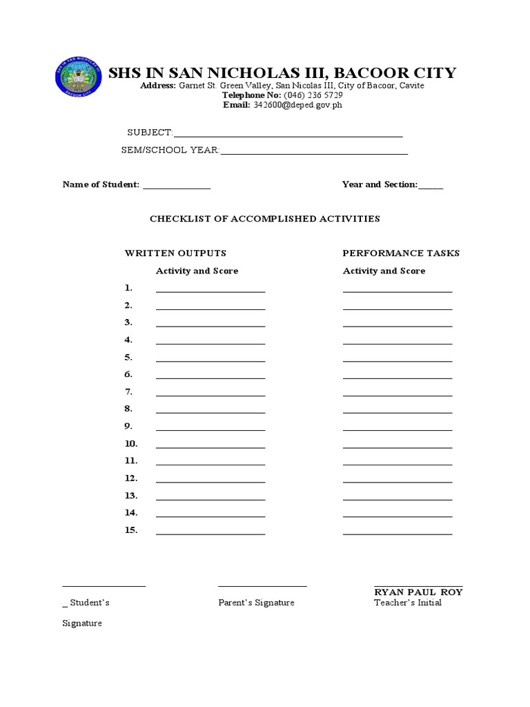 Accomplishment Form | PDF | Scope (Computer Science) | Variable ...