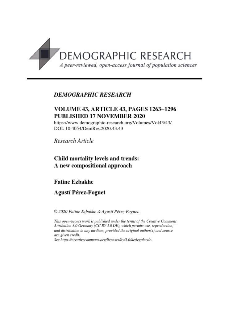 Child Mortality Levels and Trends: A New Compositional Approach | PDF ... Child Mortality Levels and Trends: A New Compositional Approach | PDF ...