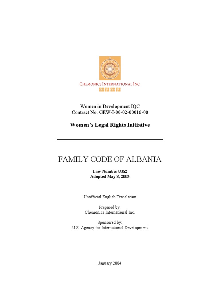 Unofficial English Translation of the Family Code of Albania - Establishing Rights and ...