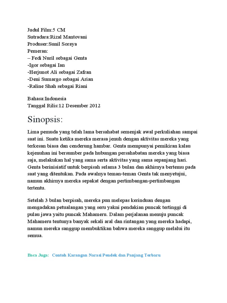 Contoh Resensi Film 5 CM | PDF