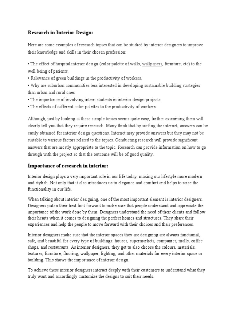 Research in Interior Design | PDF | Methodology | Quantitative Research