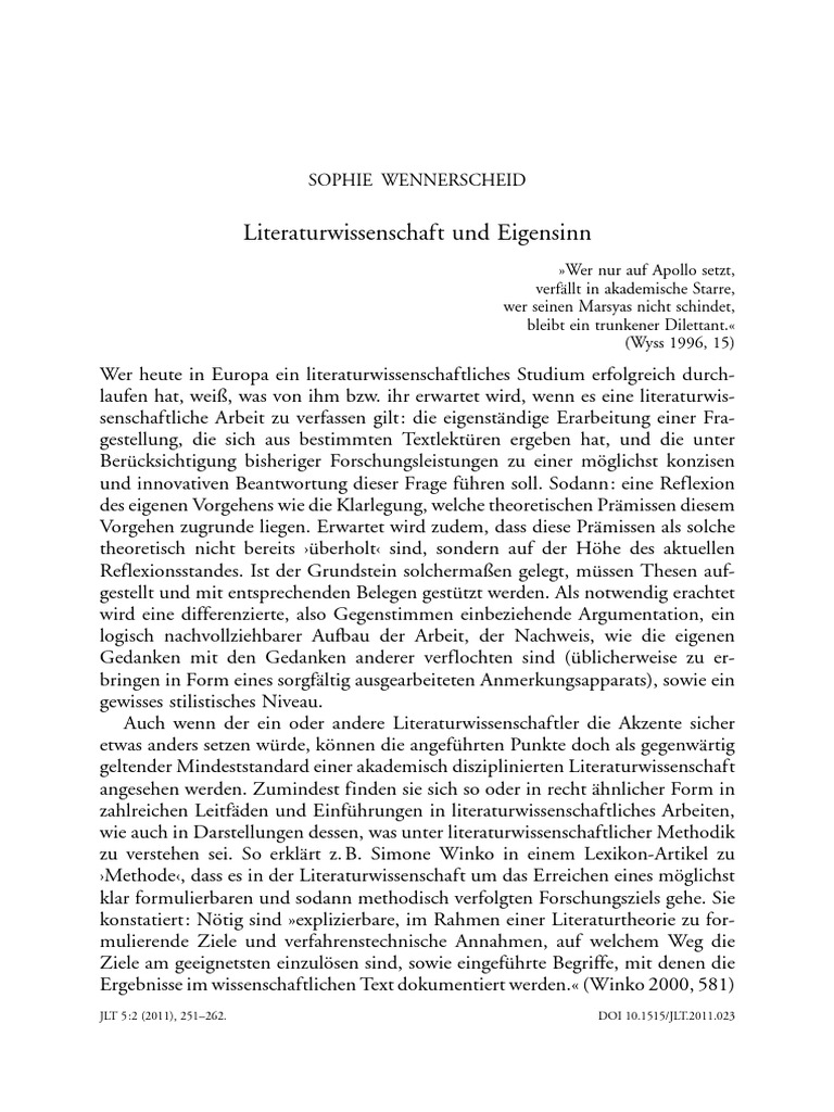 SOPHIE WENNERSCHEID Literatur Und Eigensinn | PDF