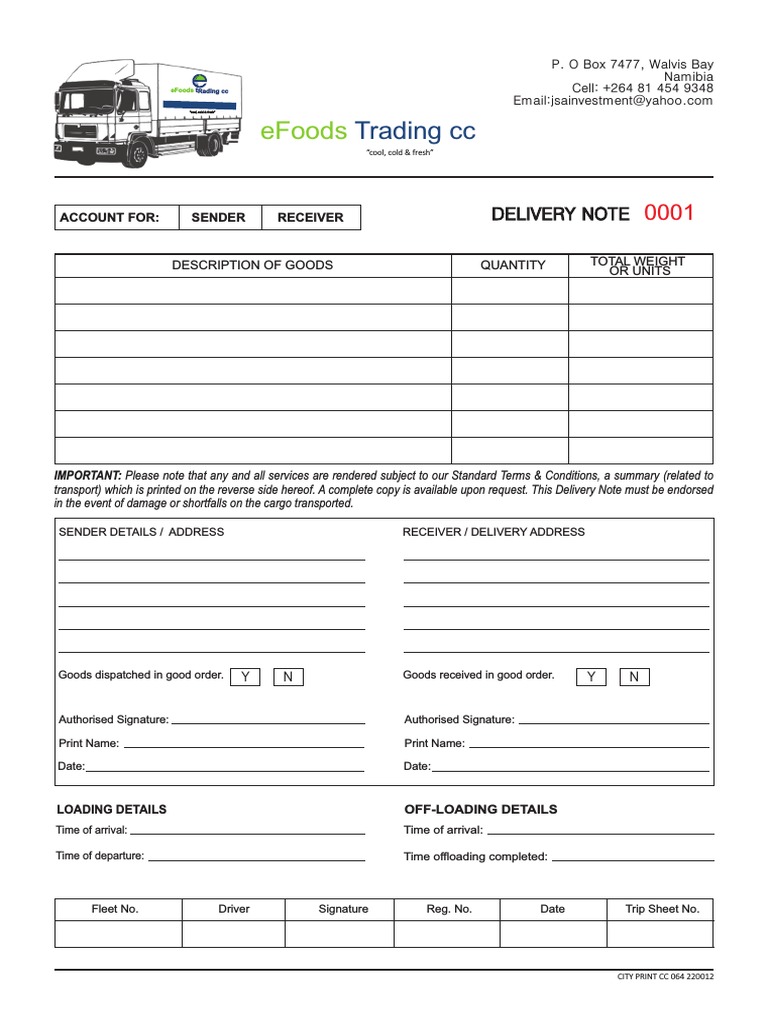 Delivery Note Template for Goods | PDF
