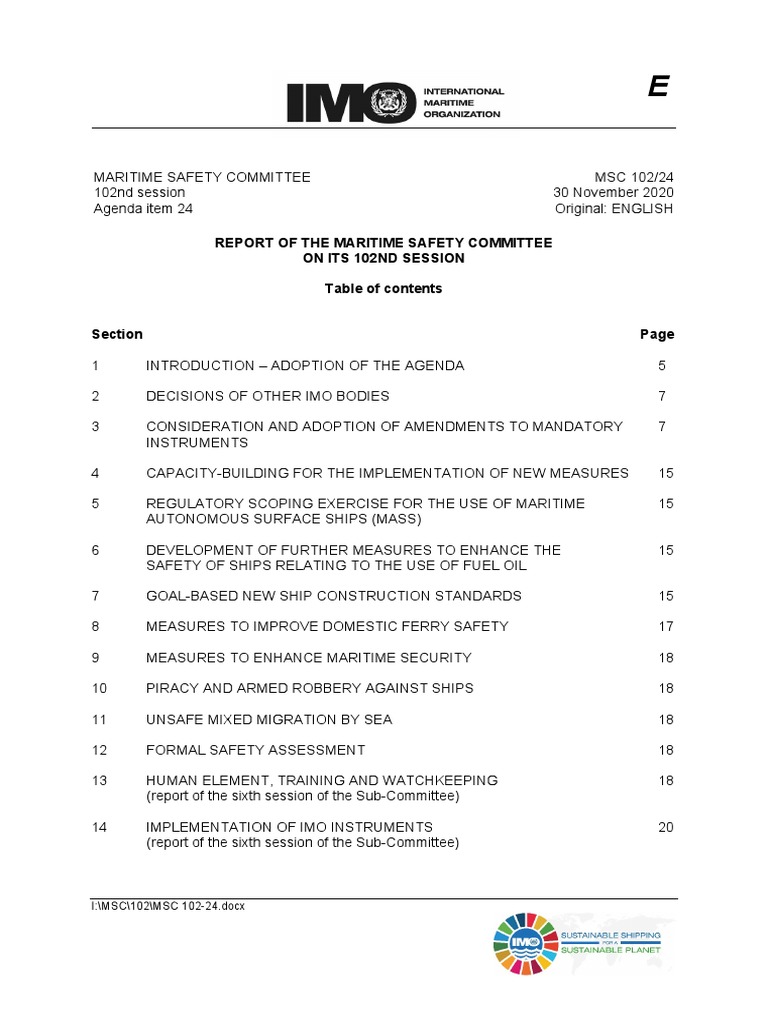 MSC 102-24 - Report of The Maritime Safety CommitteeOn Its 102Nd ...