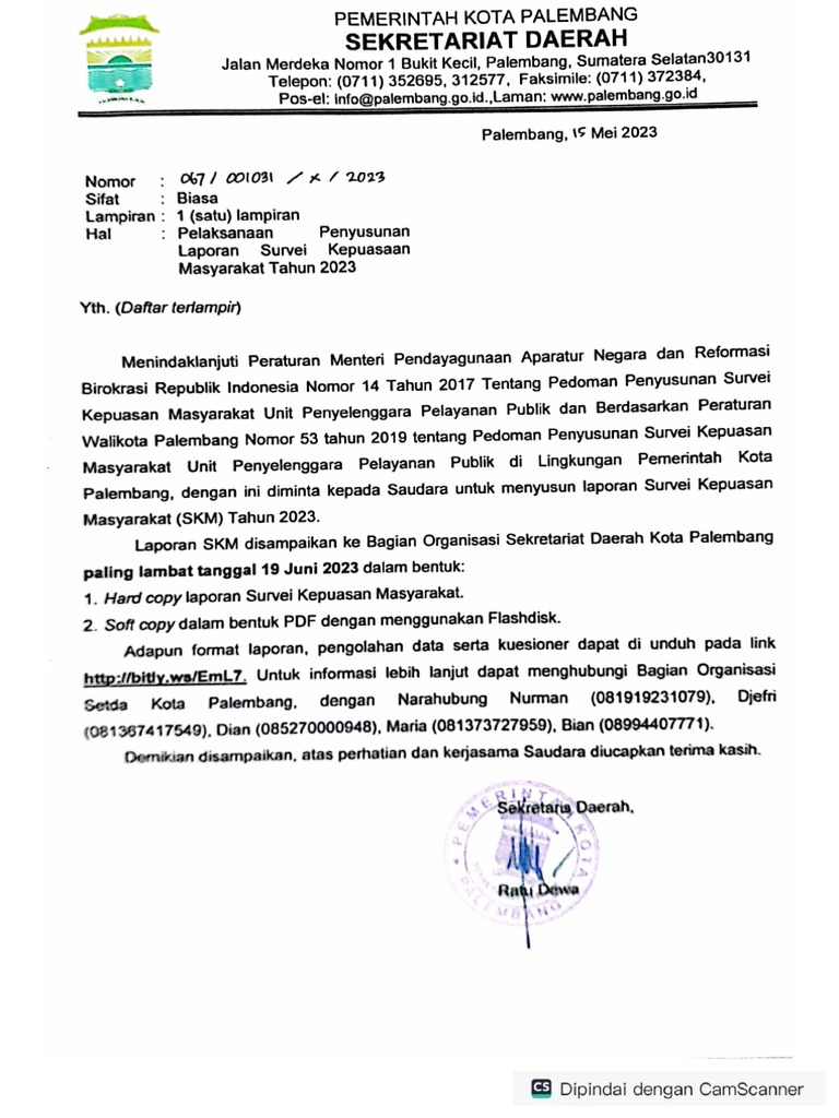 Surat Permintaan Lap SKM 2023 | PDF