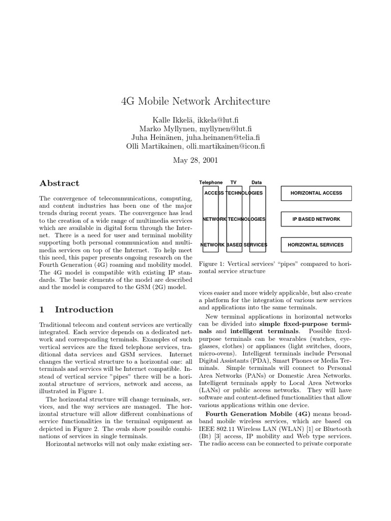 4G Mobile Network Architecture | PDF