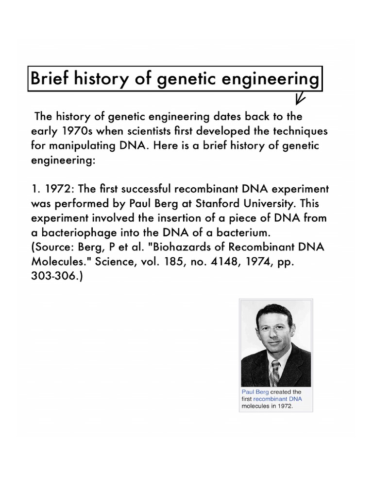 Genetic Engineering History and Applications | PDF