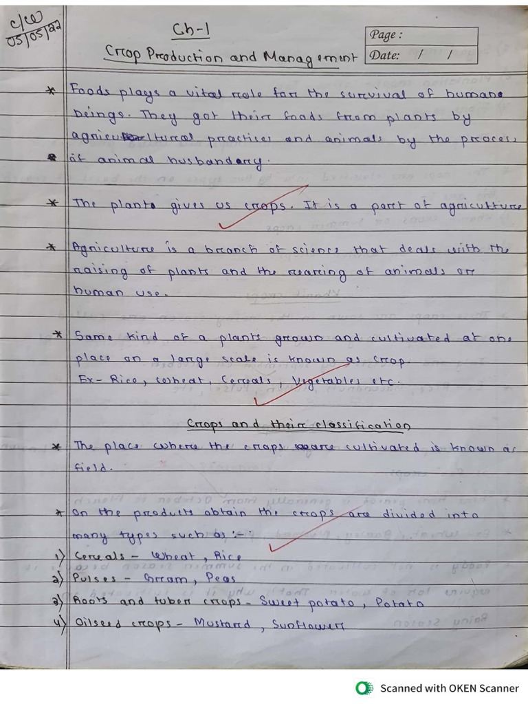 Notes of Crop Production and Management - 1 of Class 8 | PDF