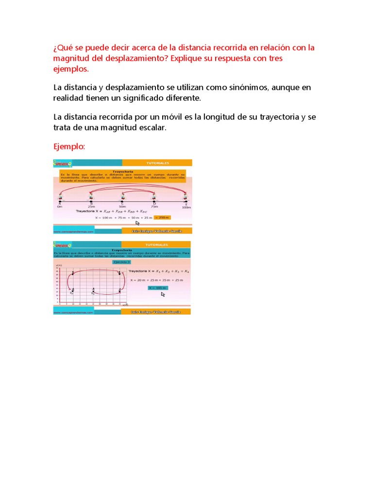 Qué Se Puede Decir Acerca de La Distancia Recorrida en Relación Con La ...