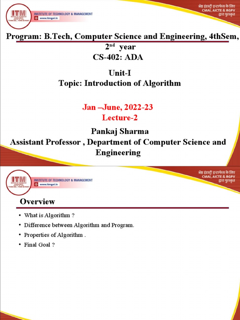 CS-402 Introduction of Algorithm | PDF