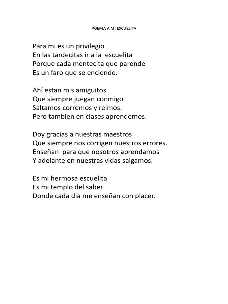 Poema a mi escuelita querida | PDF
