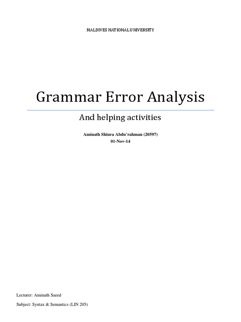 Grammar Error Analysis | PDF | Grammar | Verb