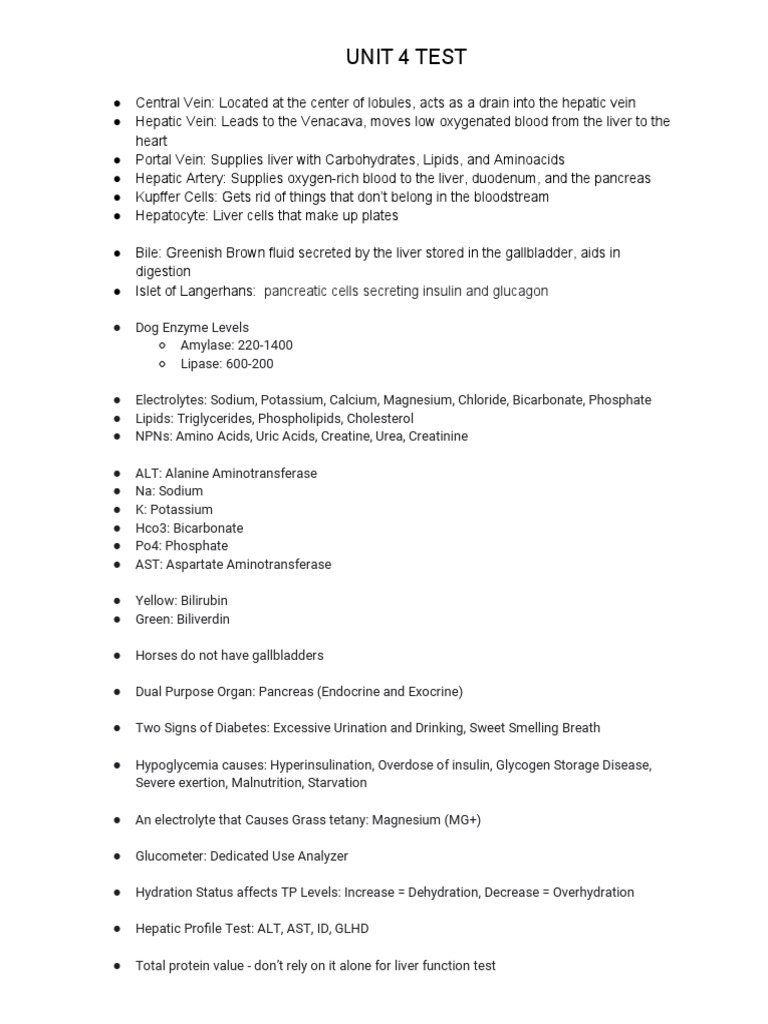 Pathology Unit 4 Test | PDF | Liver | Pancreas