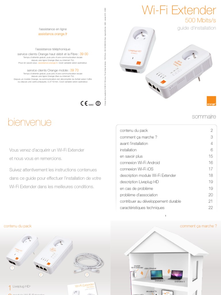 Installation Wi-Fi Extender 500 Mbits | PDF | Wi-Fi | Ethernet