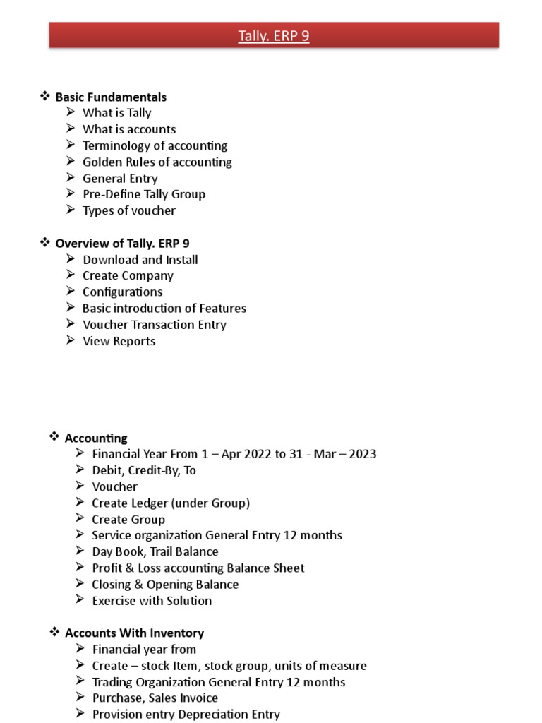 Tally Erp 9 Presentation | PDF